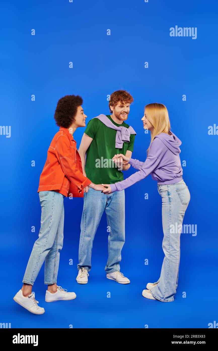 polyamorous family concept, polygamy lovers, young man and bisexual ...