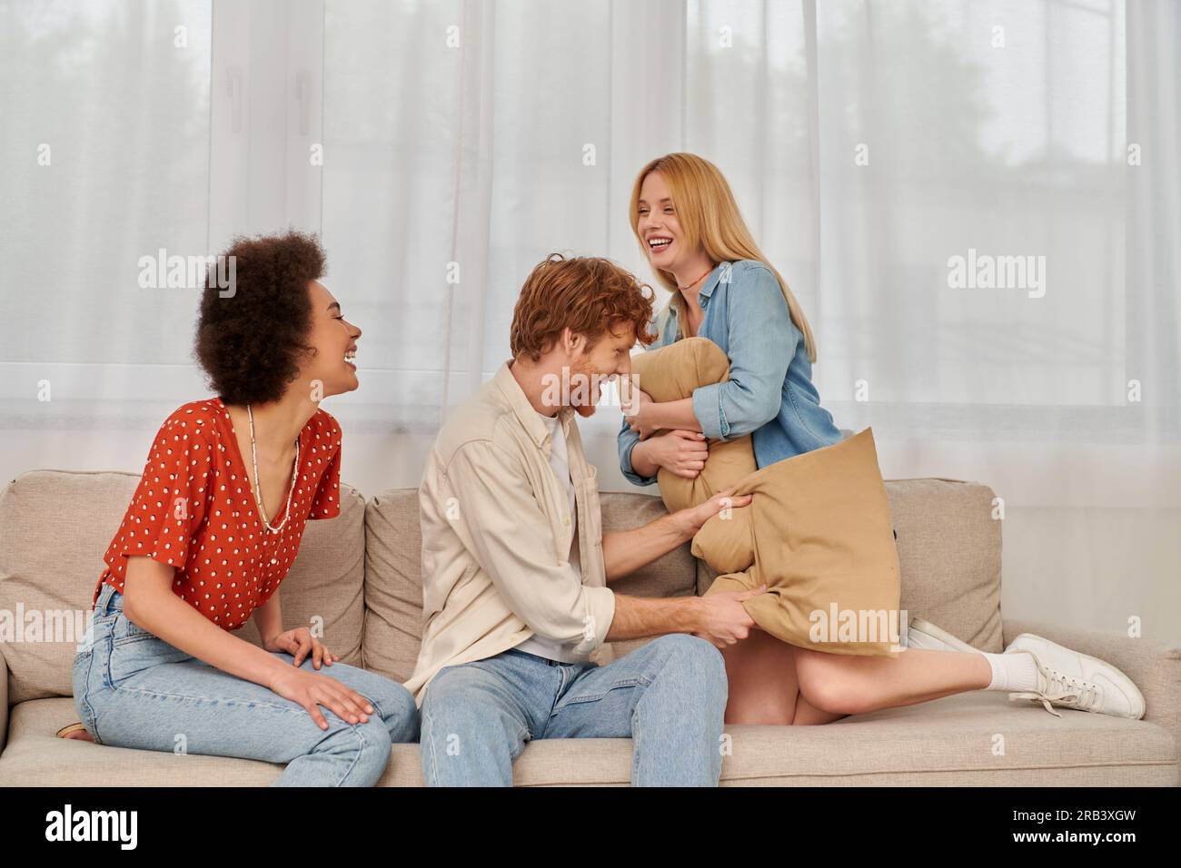 polyamorous concept, freedom in relationship, happy multicultural women ...
