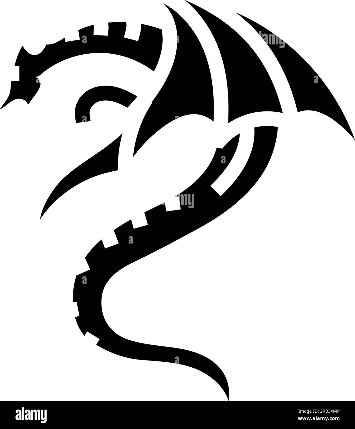 dragon tattoo art vintage glyph icon vector illustration Stock Vector ...