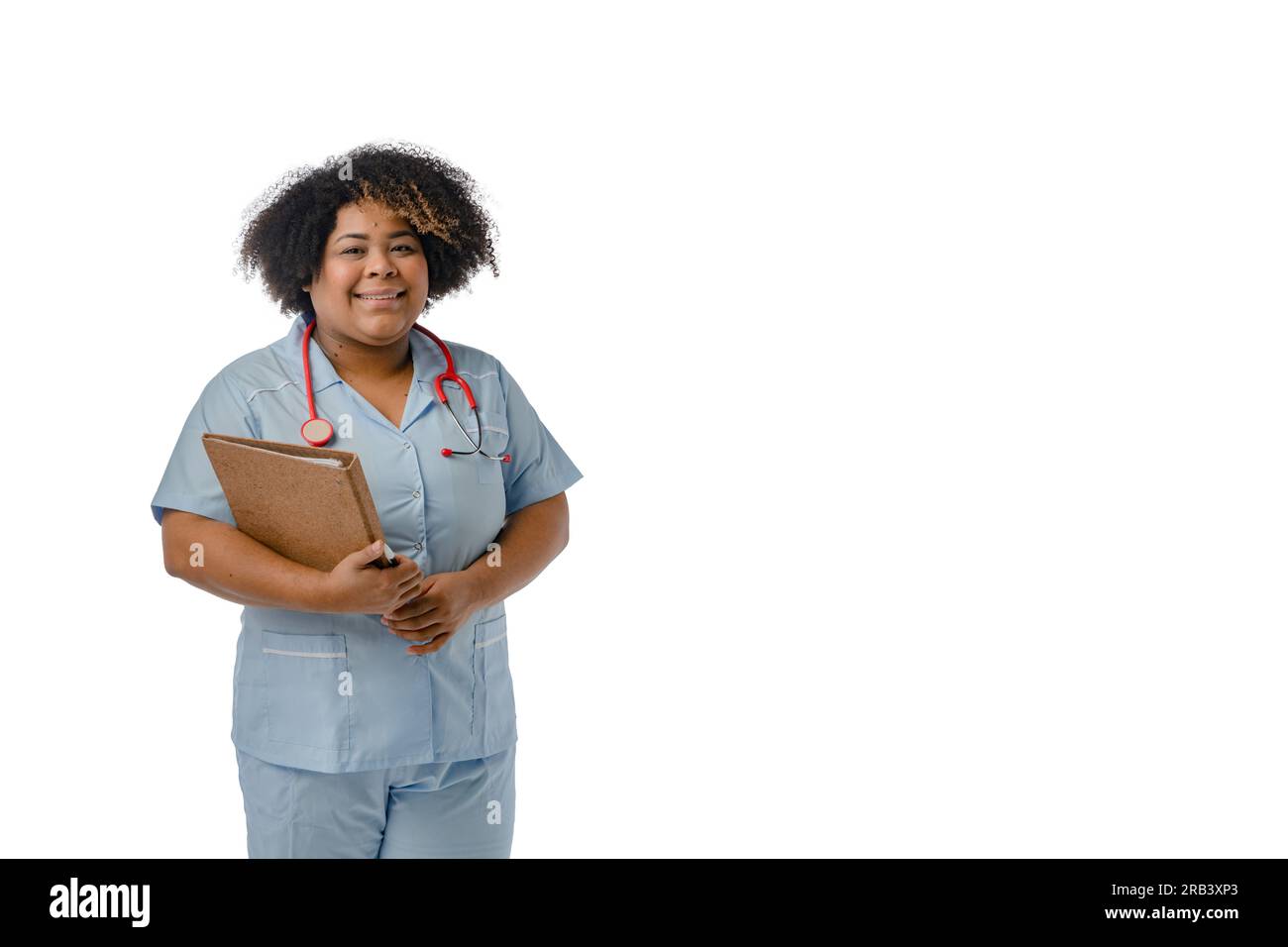 Afro-Latina female doctor of Venezuelan ethnicity in a blue uniform ...