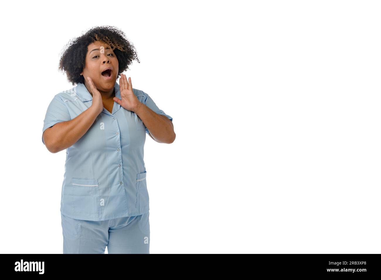 Excited black woman afro Cut Out Stock Images & Pictures - Alamy