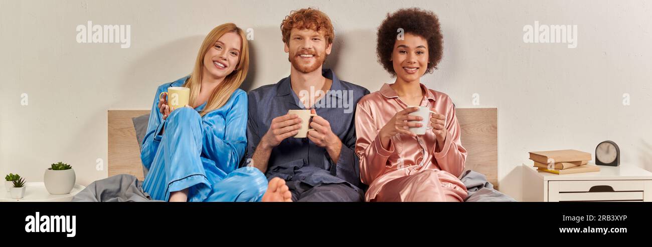 Open Relationship Concept Polygamy Redhead Man And Happy