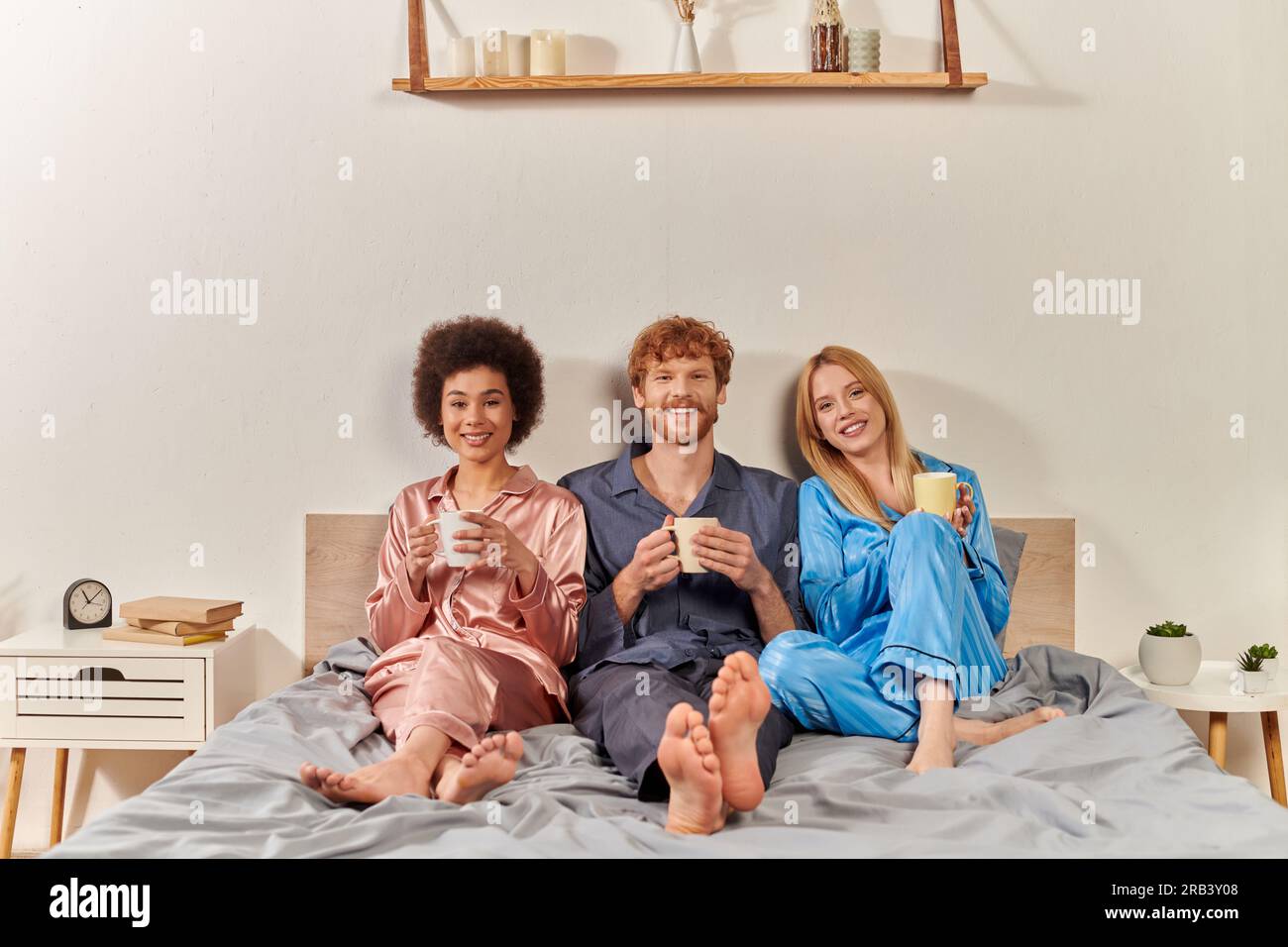 non traditional family concept, polygamy, redhead man and interracial ...