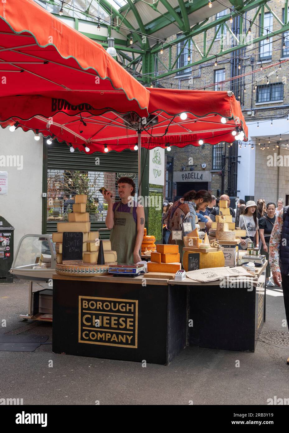 A Cheesemonger stall in London's Borough Market Stock Photo - Alamy