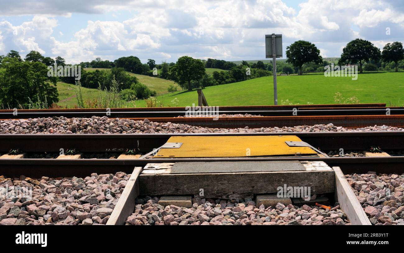 A pedestrian ramp at a public footpath level crossing over a main ...