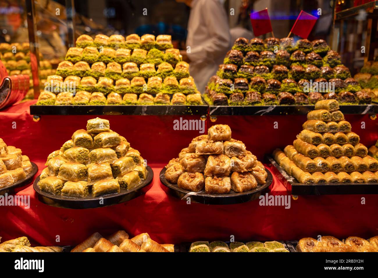 Turkish Arabic traditional Ramadan dessert baklava with pistachios ...