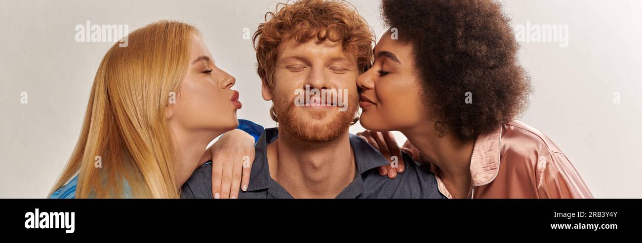 Polygamy Concept Open Relationship Portrait Of Three Adults