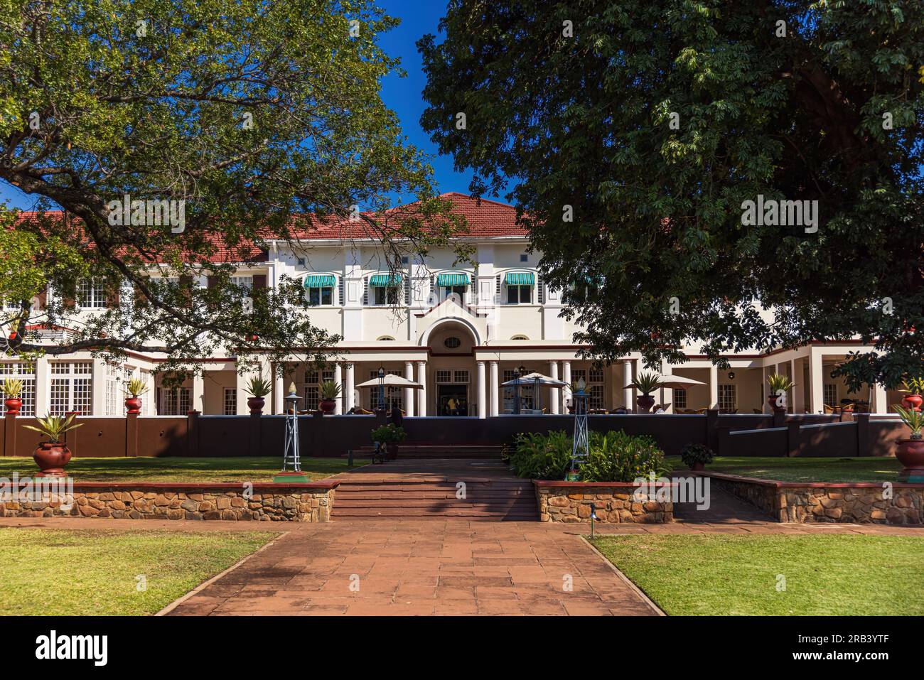 The historic Victoria Falls Hotel in the tourist town of Victoria Falls ...