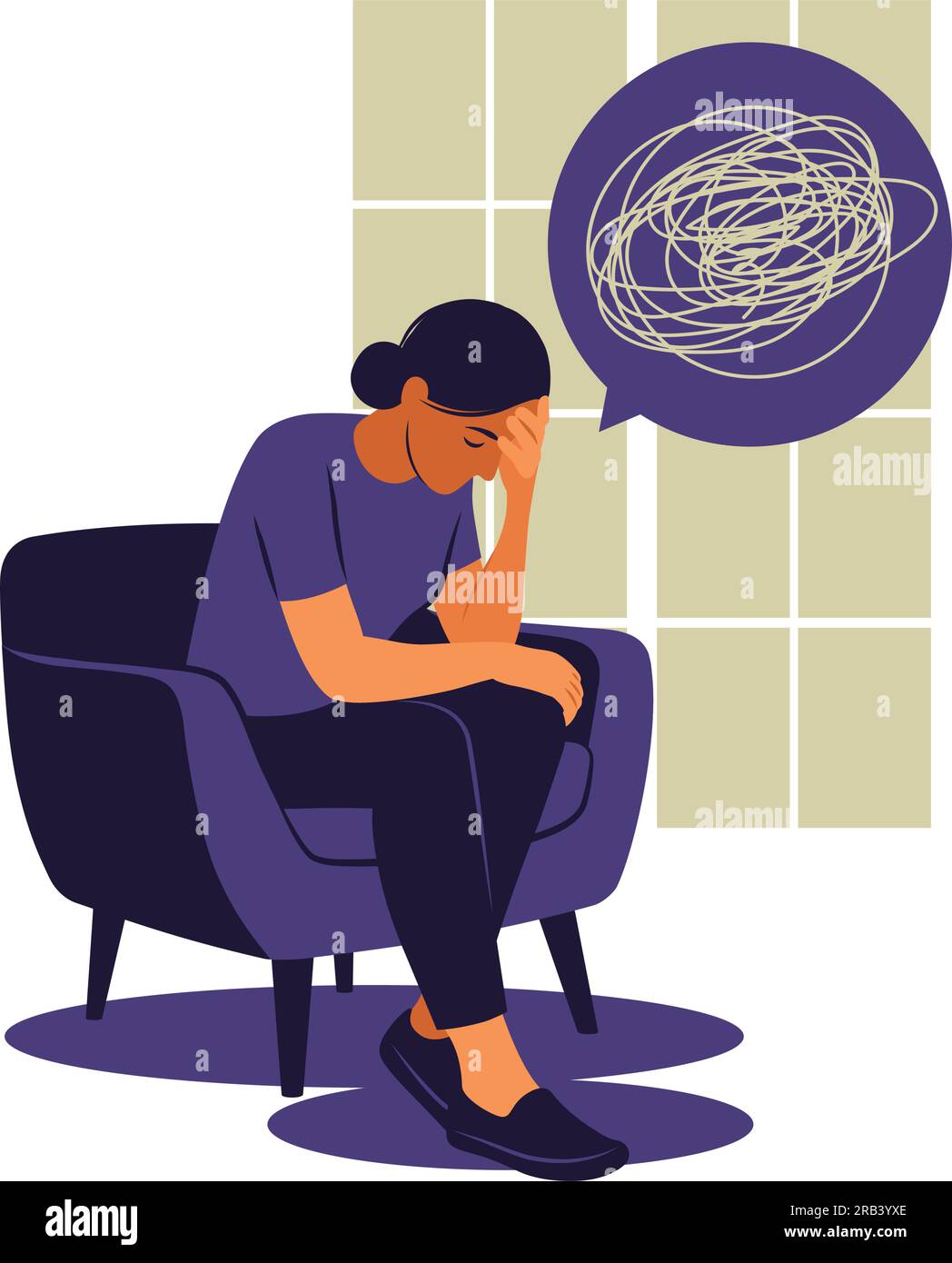 Woman thinking alone Stock Vector Images - Alamy