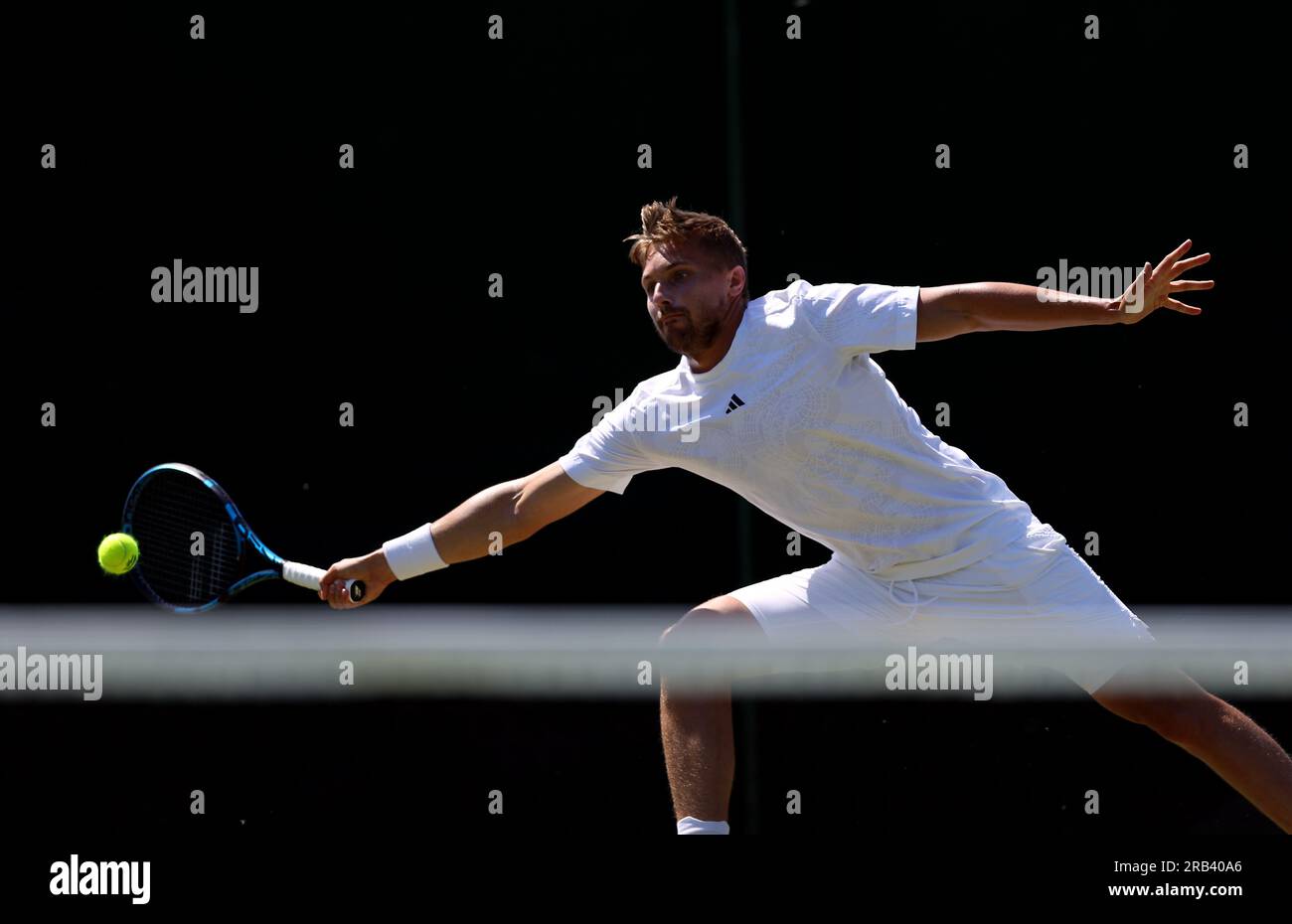 Lloyd Glasspool in action during their Gentleman’s Doubles match with ...