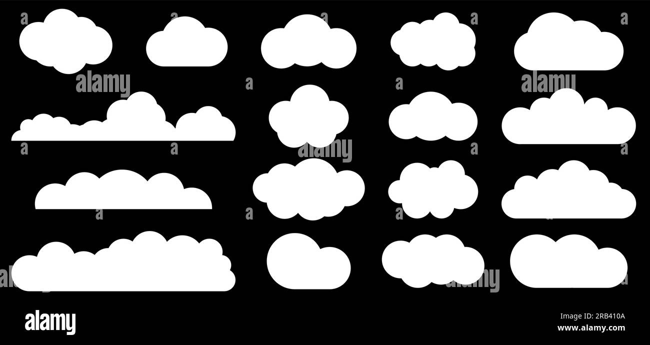 Cloud icons set. White clouds element. Weather symbol. Vector ...