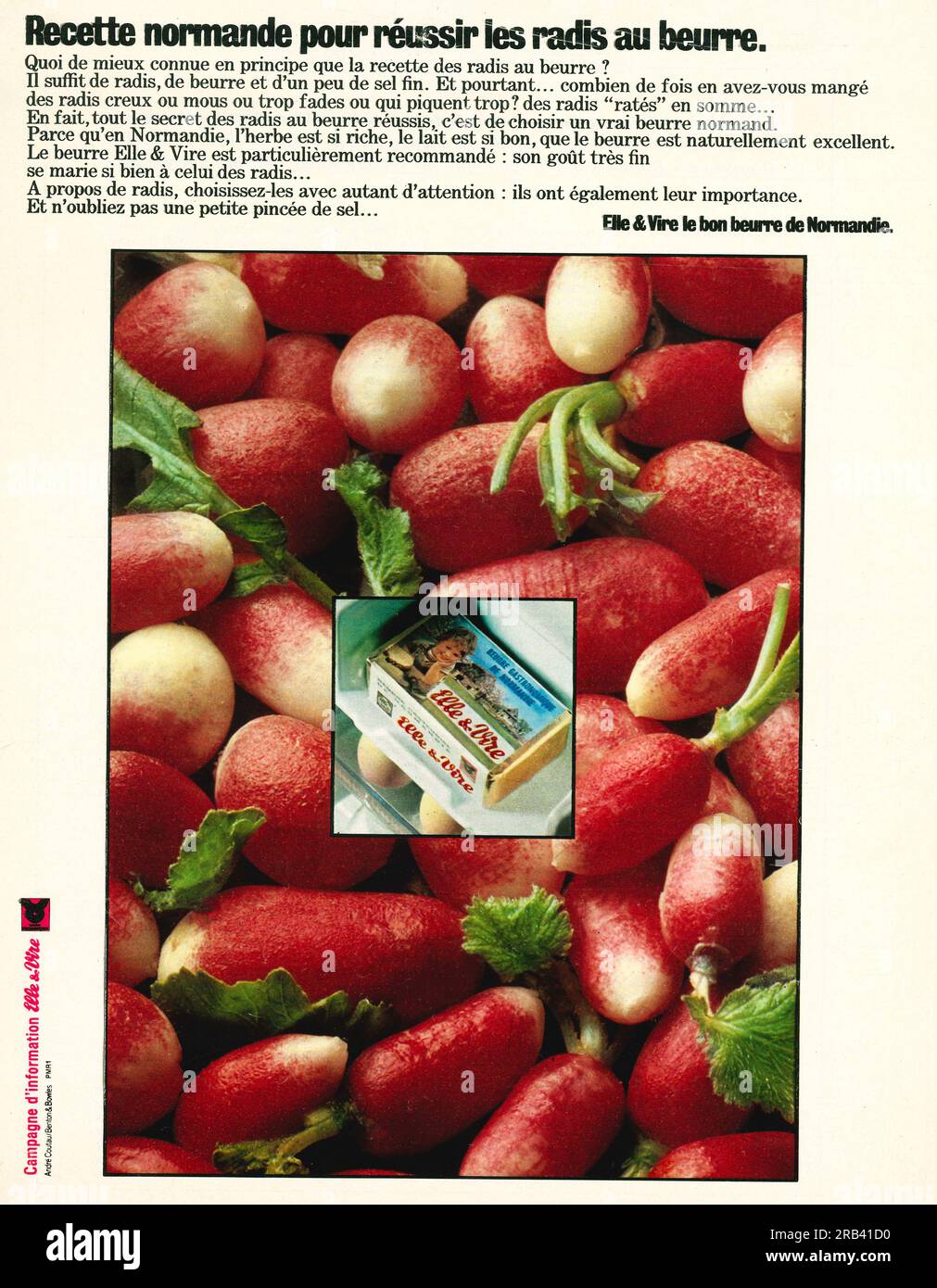 Elle & Vire Butter advert in a French magazine 1972 Stock Photo - Alamy