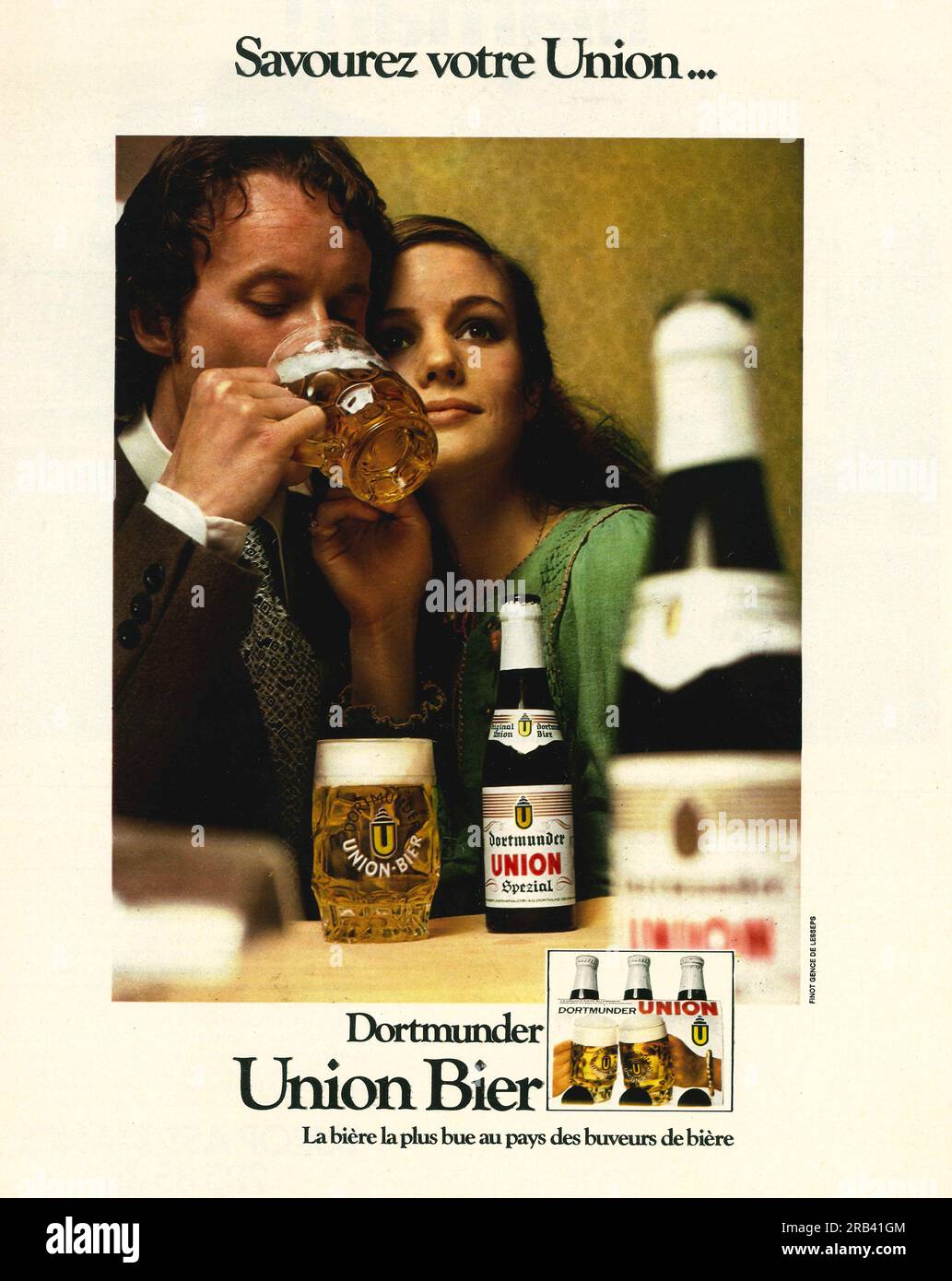Union Beer advert in a French magazine 1972 Stock Photo - Alamy