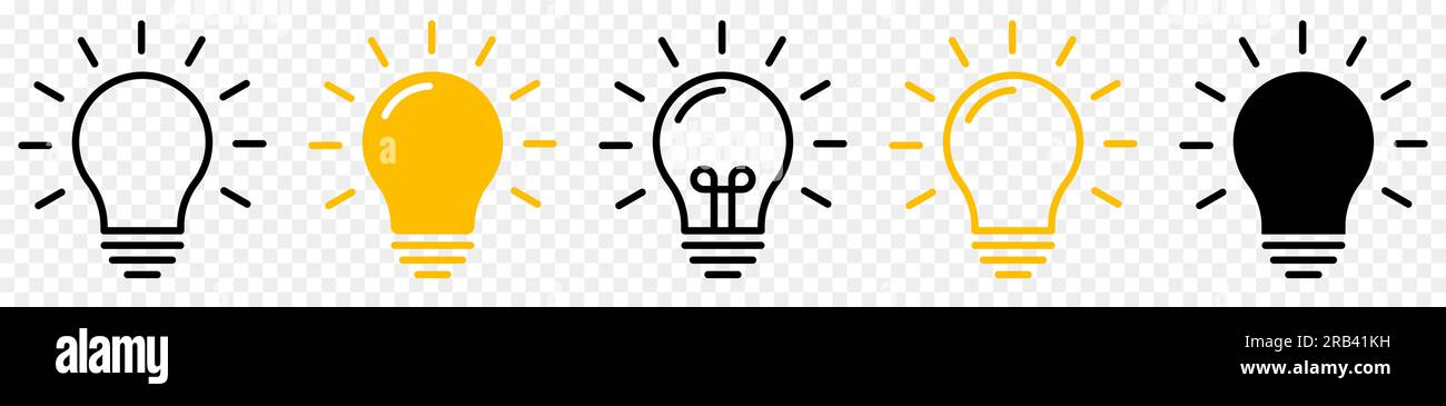 Lightbulb icons set. Vector illustration isolated on transparent ...