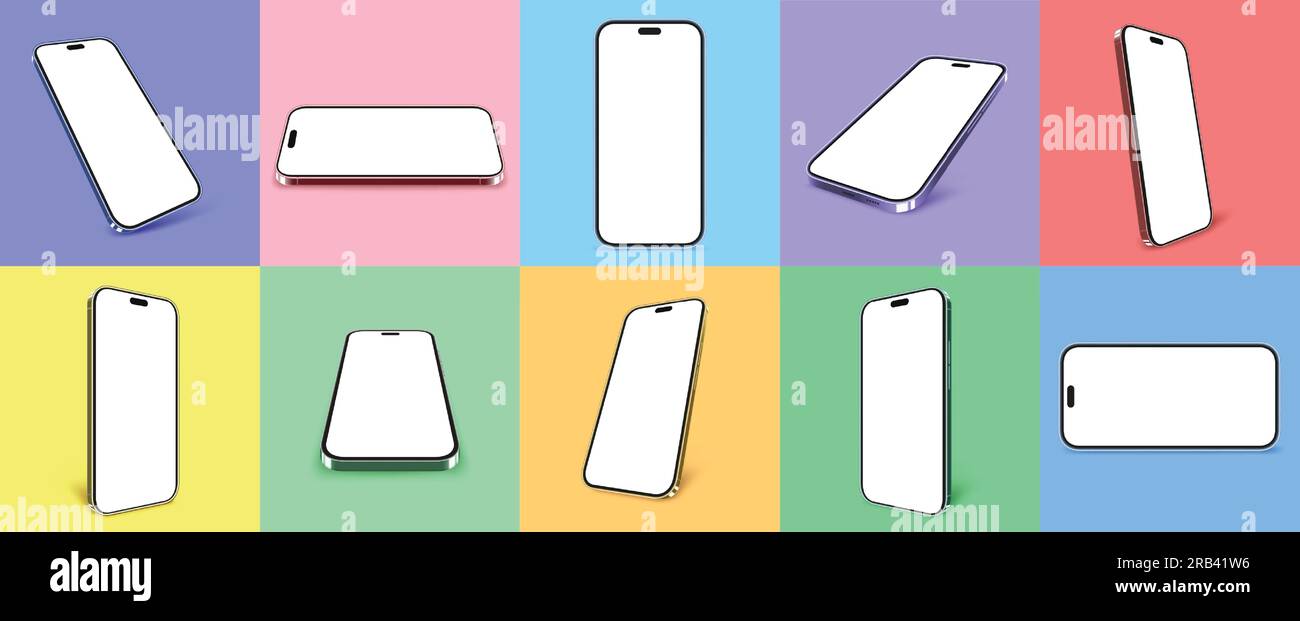 Smartphone mockups. Realistic 3D mobile phone frames with shadows ...