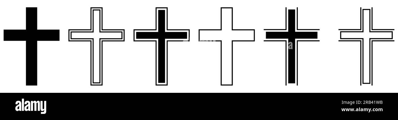 Set of Christian cross icons. Religion vector illustration on white ... Set of Christian cross icons. Religion vector illustration on white ...