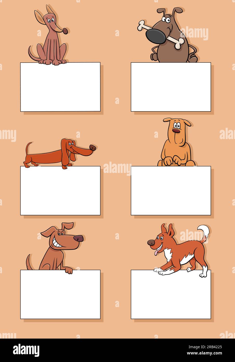 Cartoon illustration of dogs and puppies animal characters with blank ...