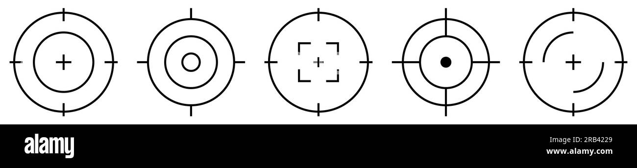 Target destination icons set. Aim sniper shoot group. Vector ...