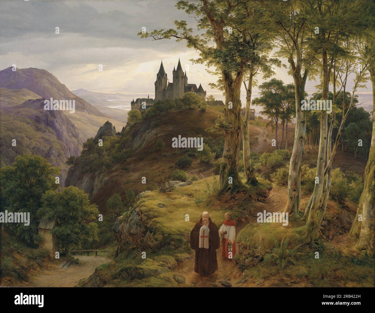 Romantic Landscape with Monastery 1834 by Karl Lessing Stock Photo - Alamy
