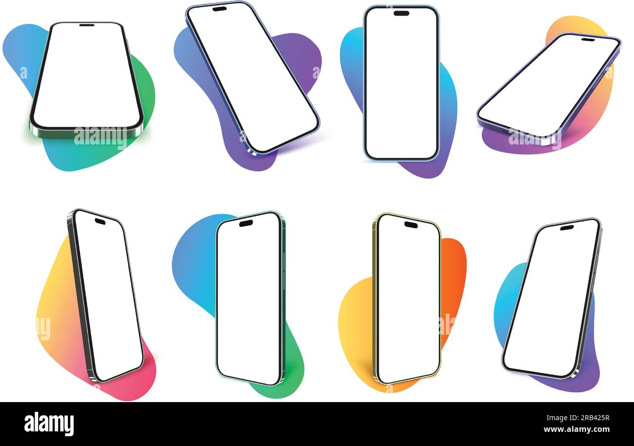 Mobile phone mockups. Smartphone display frame on abstract gradient ...