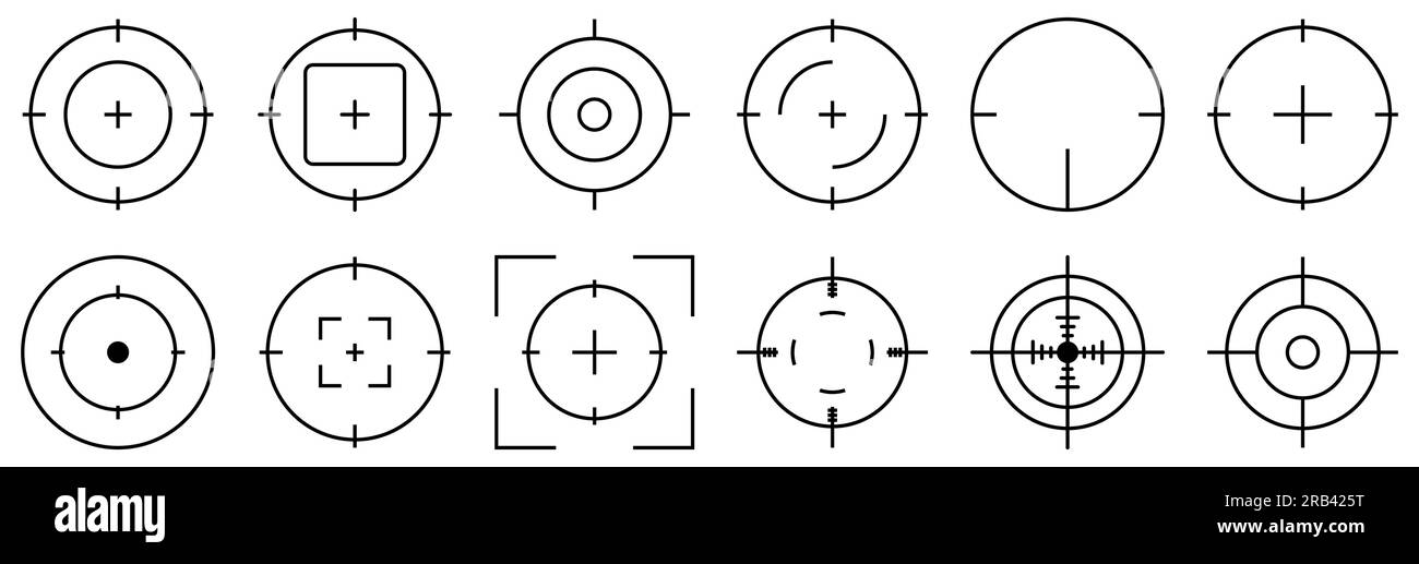 Set of target icons. Gun target, focus, crosshair, reticle, viewfinder ...