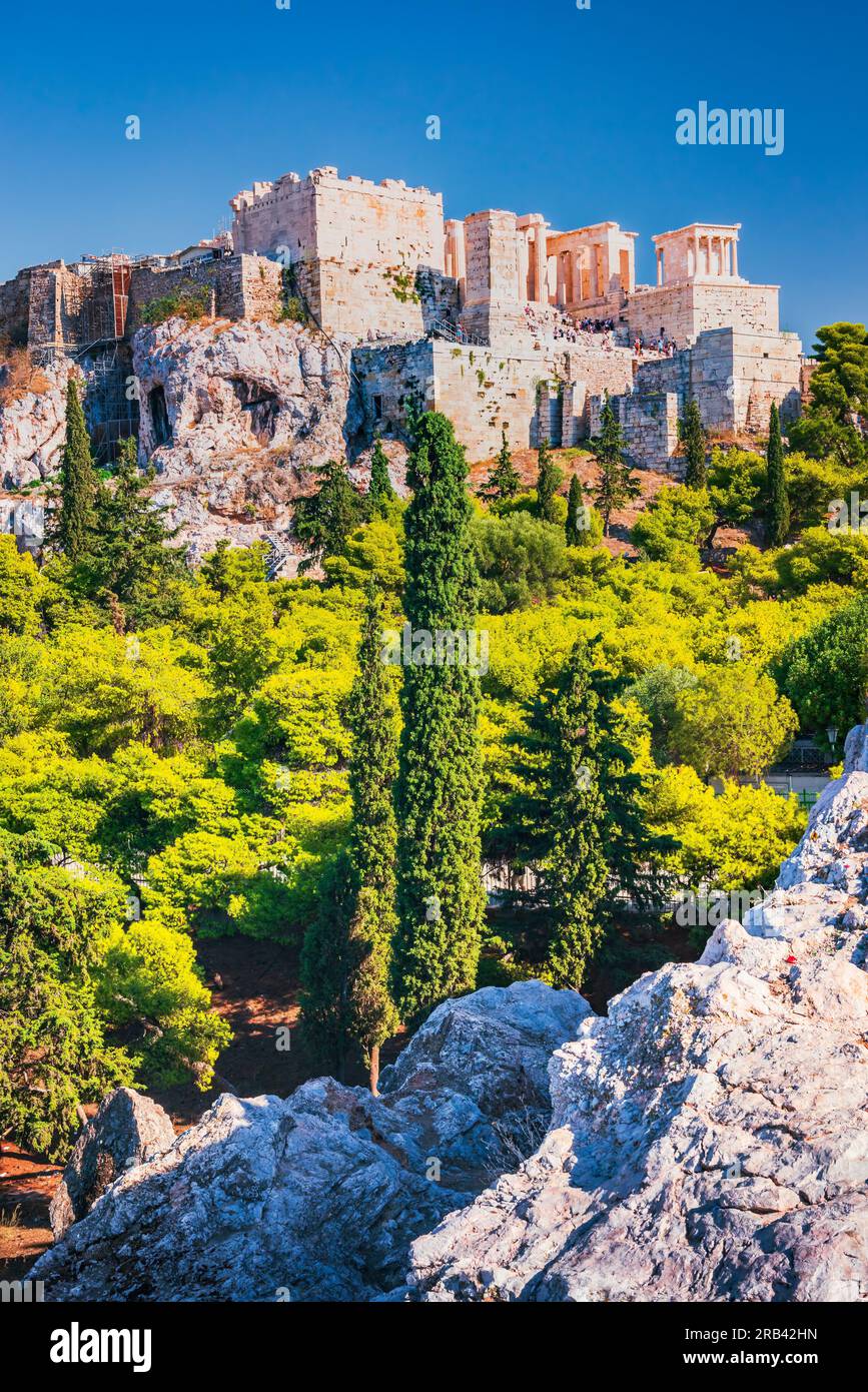 Athens, Greece. Acropolis, ancient ruins of Greek Civilization citadel ...