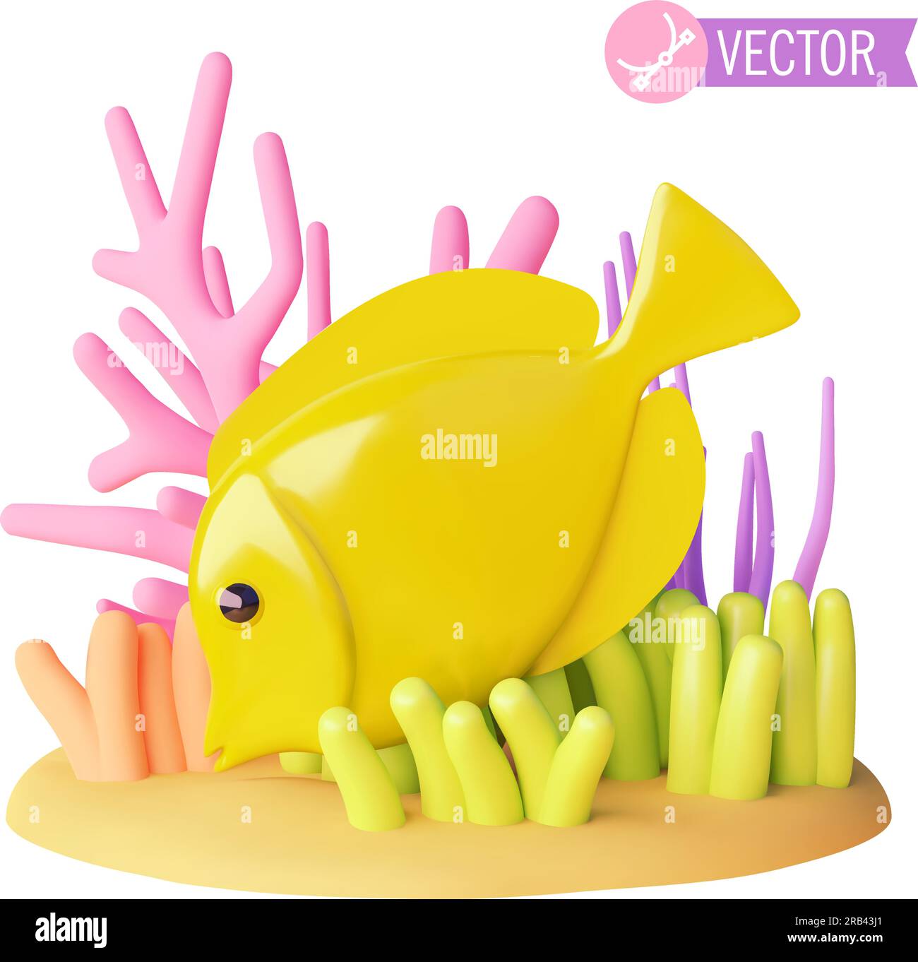 Vector tropical fish and corals. Oceanarium, aquarium or snorkeling ...