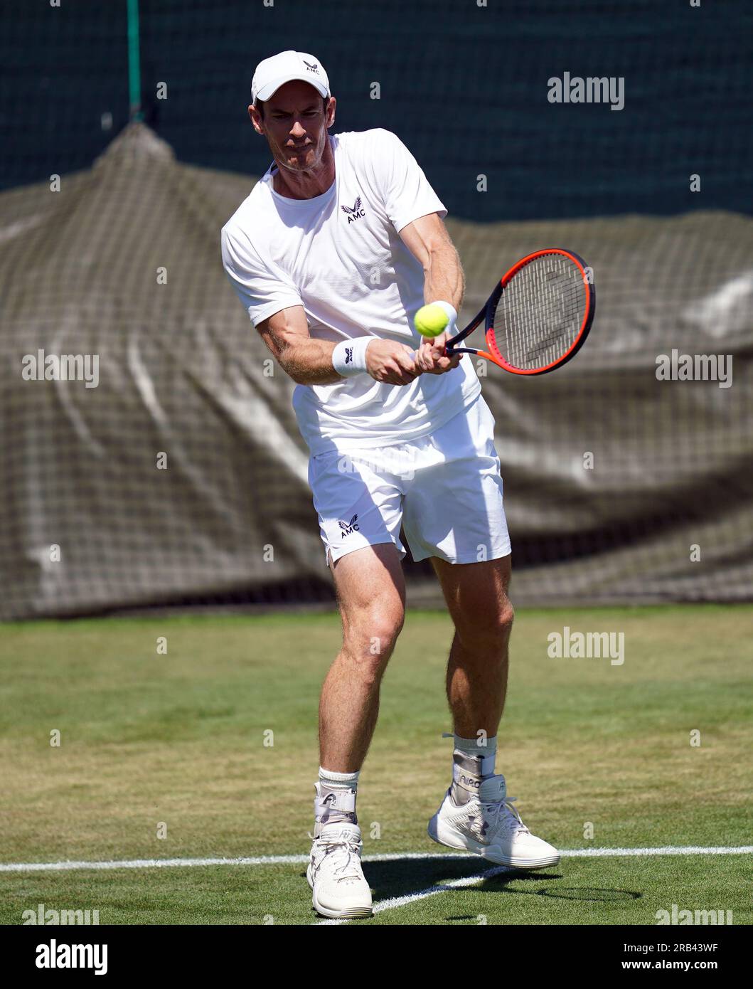 Andy Murray during a practice session on day five of the 2023 Wimbledon ...