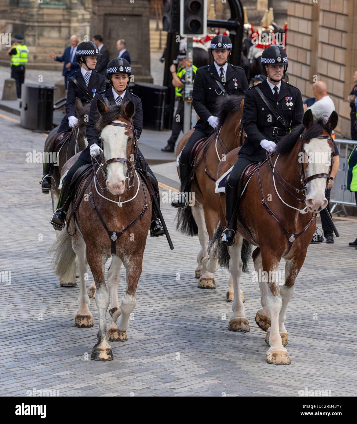 Mounted police officers from Police Scotland during ceremonial duties ...