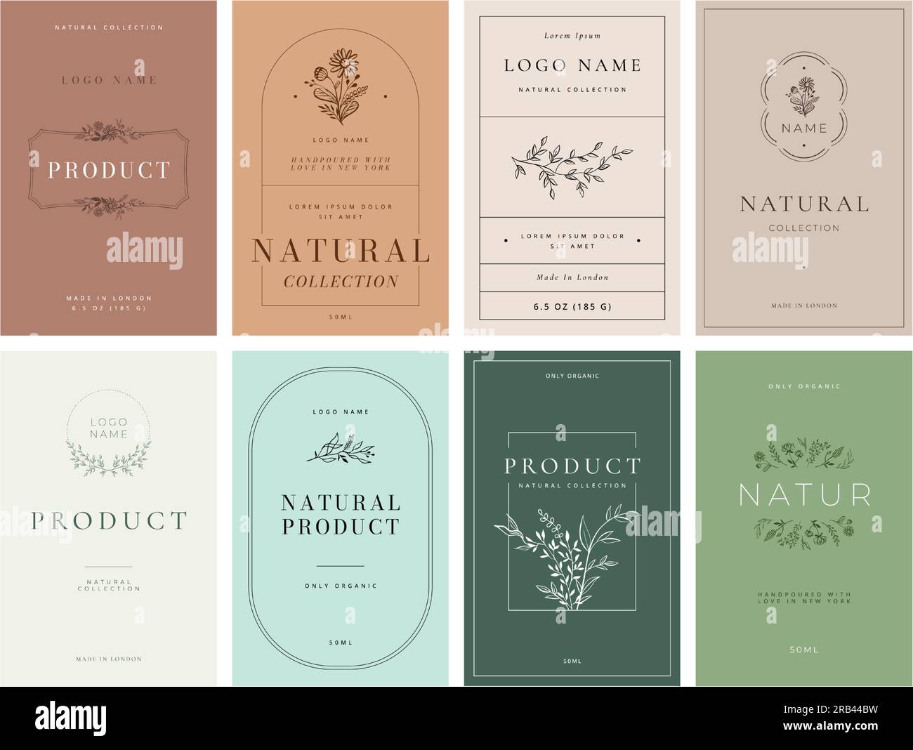 Floral labels. Natural product emblem with botanique ornaments ...