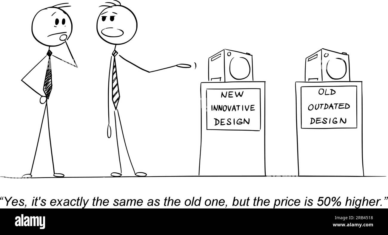 Managers Talking About Product Innovation, Vector Gag Cartoon Stick ...