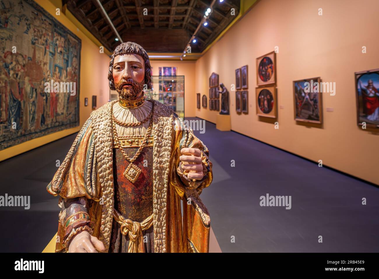 Wooden bust of a knight from the early 16th century at Santa Cruz ...