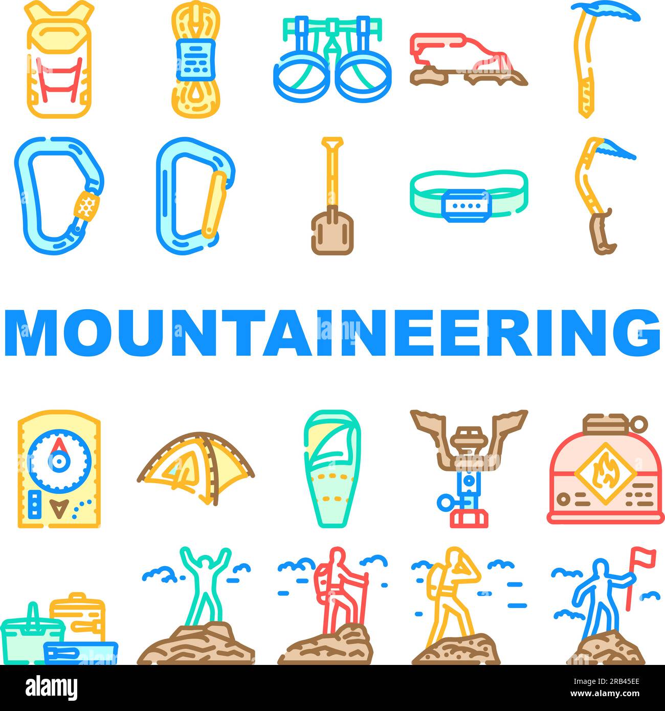 mountaineering tool sport icons set vector Stock Vector Image & Art - Alamy