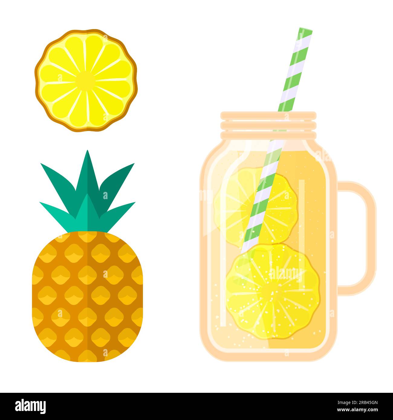 Fruit juice in a transparent glass jar, straw tube. Freshly squeezed ...