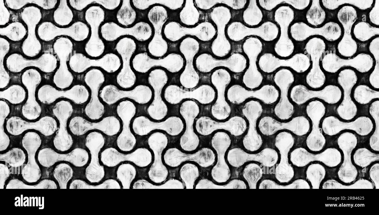 Seamless MCM Mid-Century Modern geometric rounded pill shaped basket ...