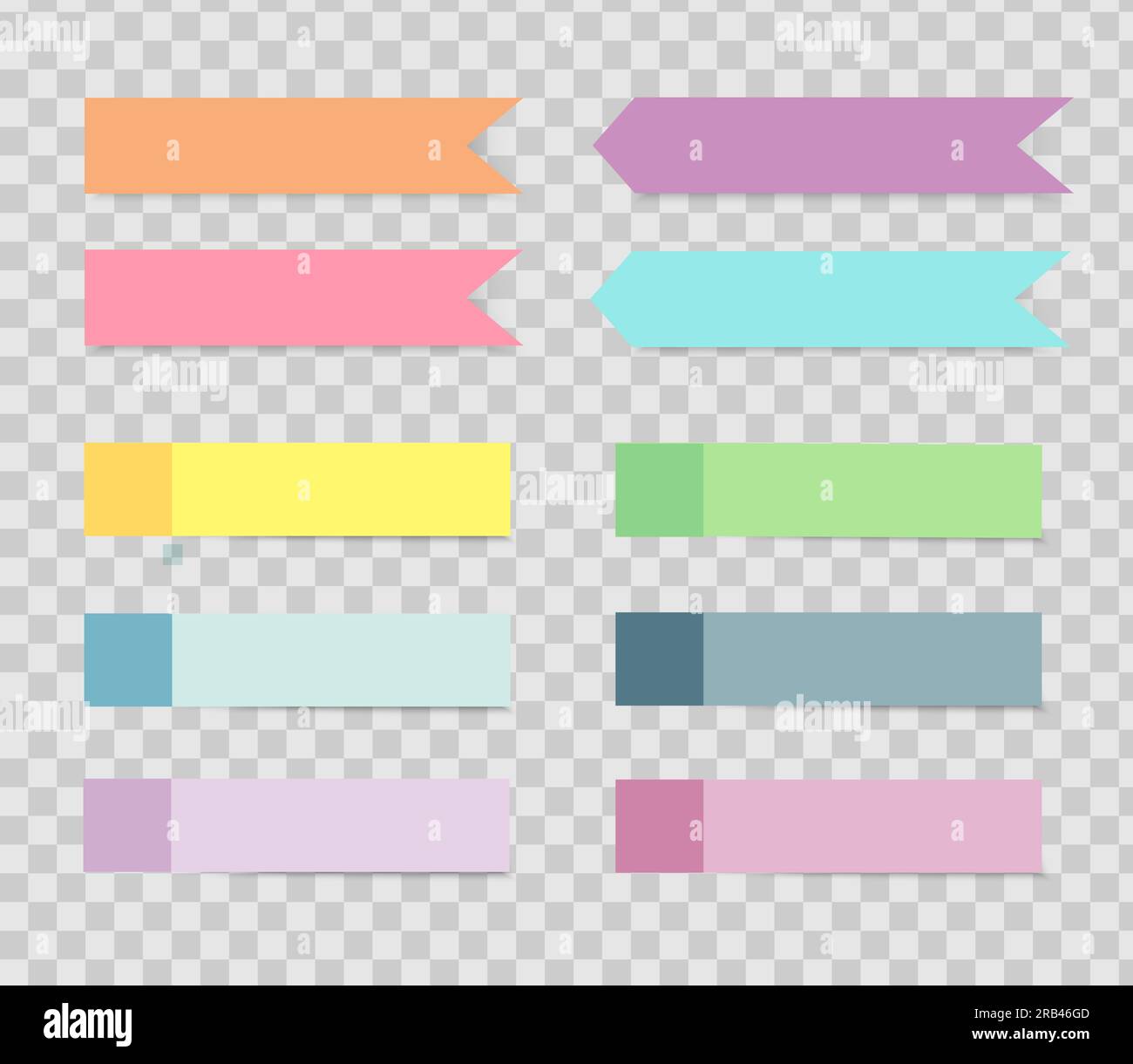 Post note stickers isolated on transparent background. Color sticky ...