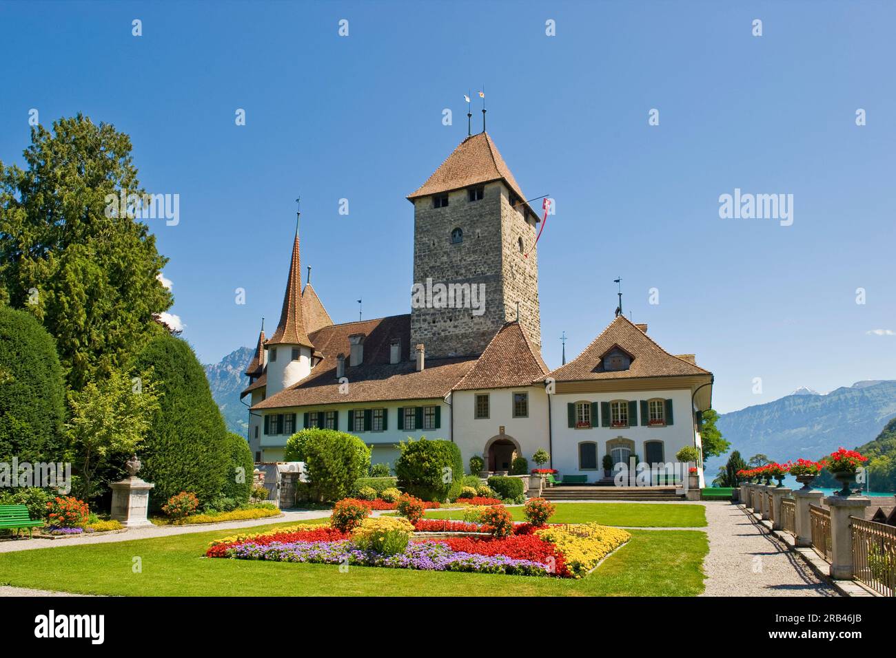 Switzerland, Canton Bern, Spiez, medieval castle Stock Photo - Alamy