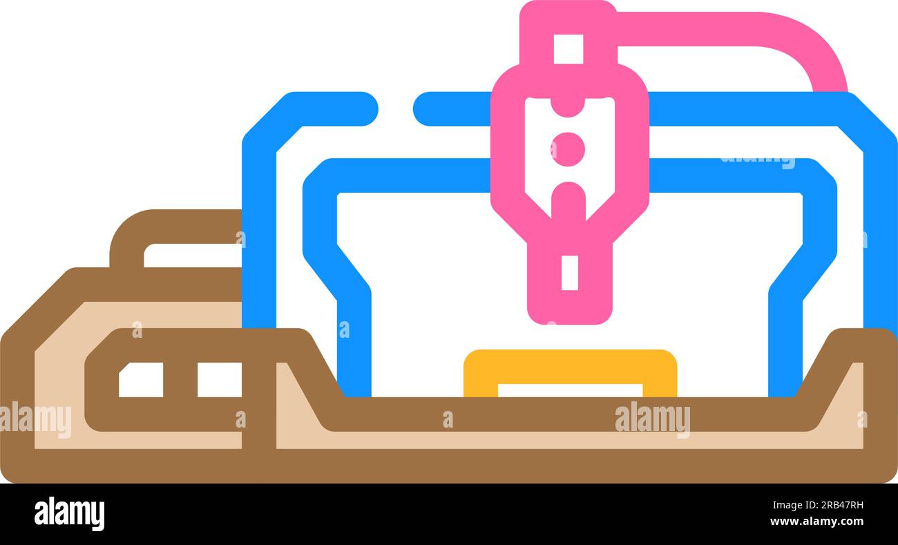 cnc machine tool work color icon vector illustration Stock Vector Image ...