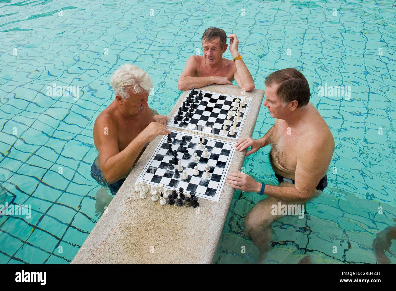 Hungary, Budapest, Szechenyi (Szechenyi) thermal Baths, Chess players ...