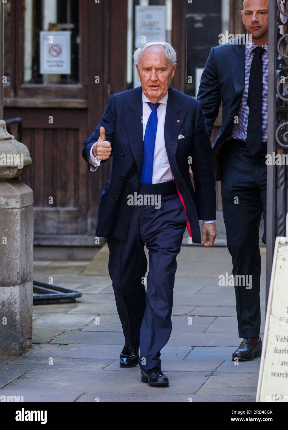 London, UK 7 July 2023 Sir Frederick Barclay arrives at the High Court ...