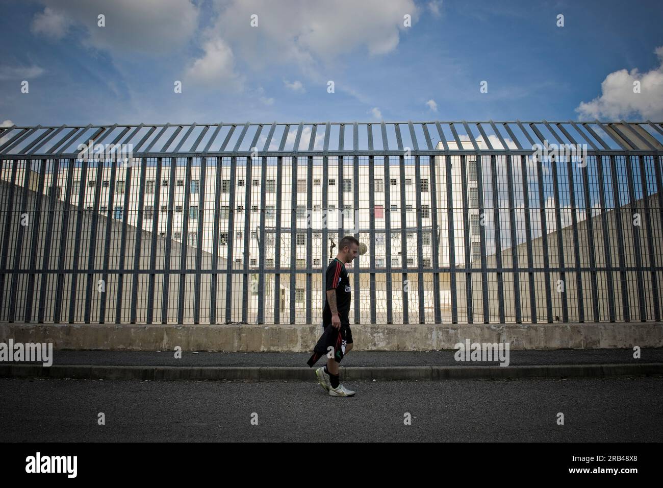 Bollate prison, After training of the football team Stock Photo - Alamy