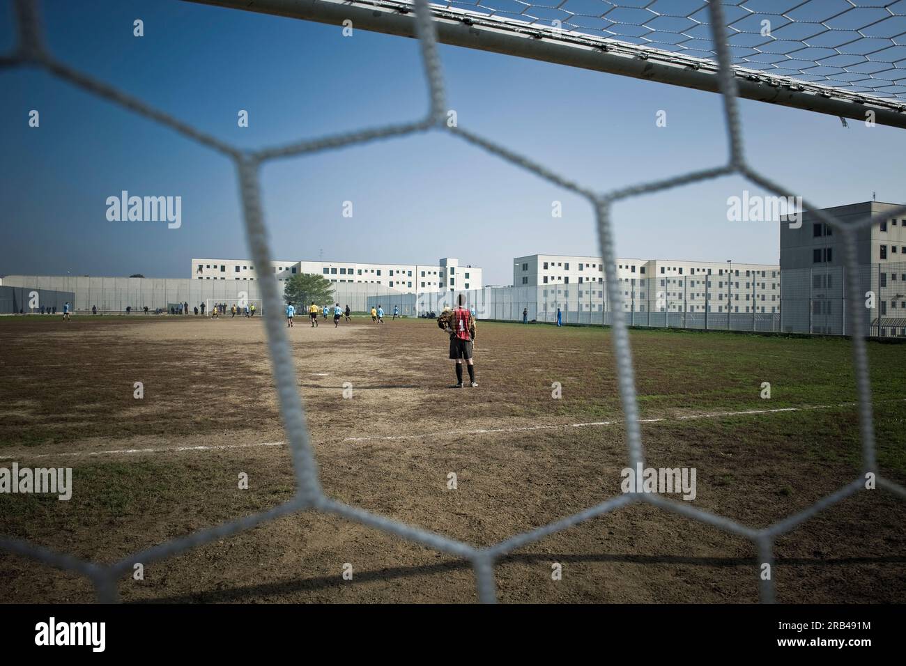 Italy, Bollate prison, football game inside the prison Stock Photo - Alamy