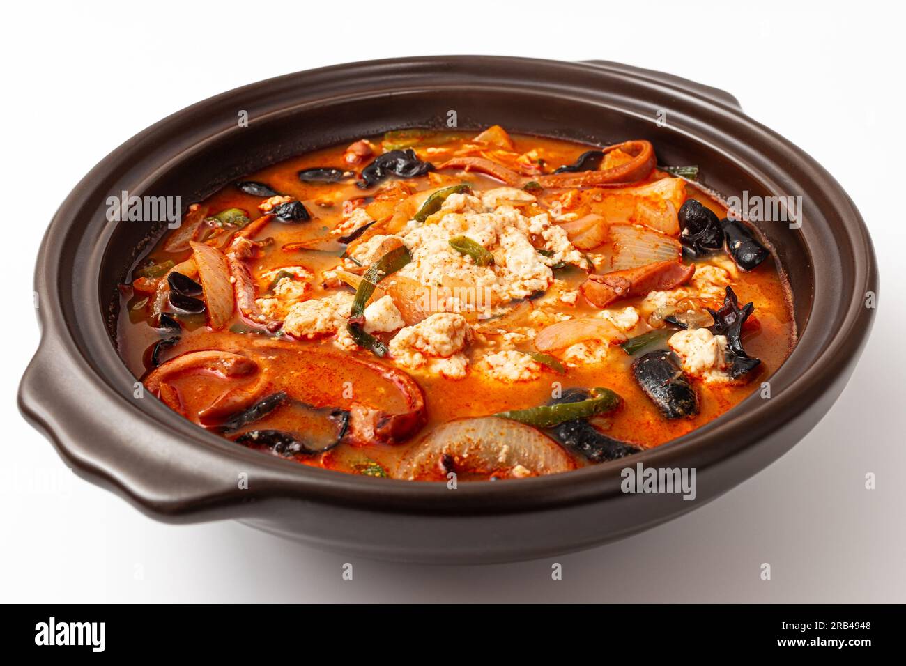 Jjamppong soft tofu on white background Stock Photo - Alamy