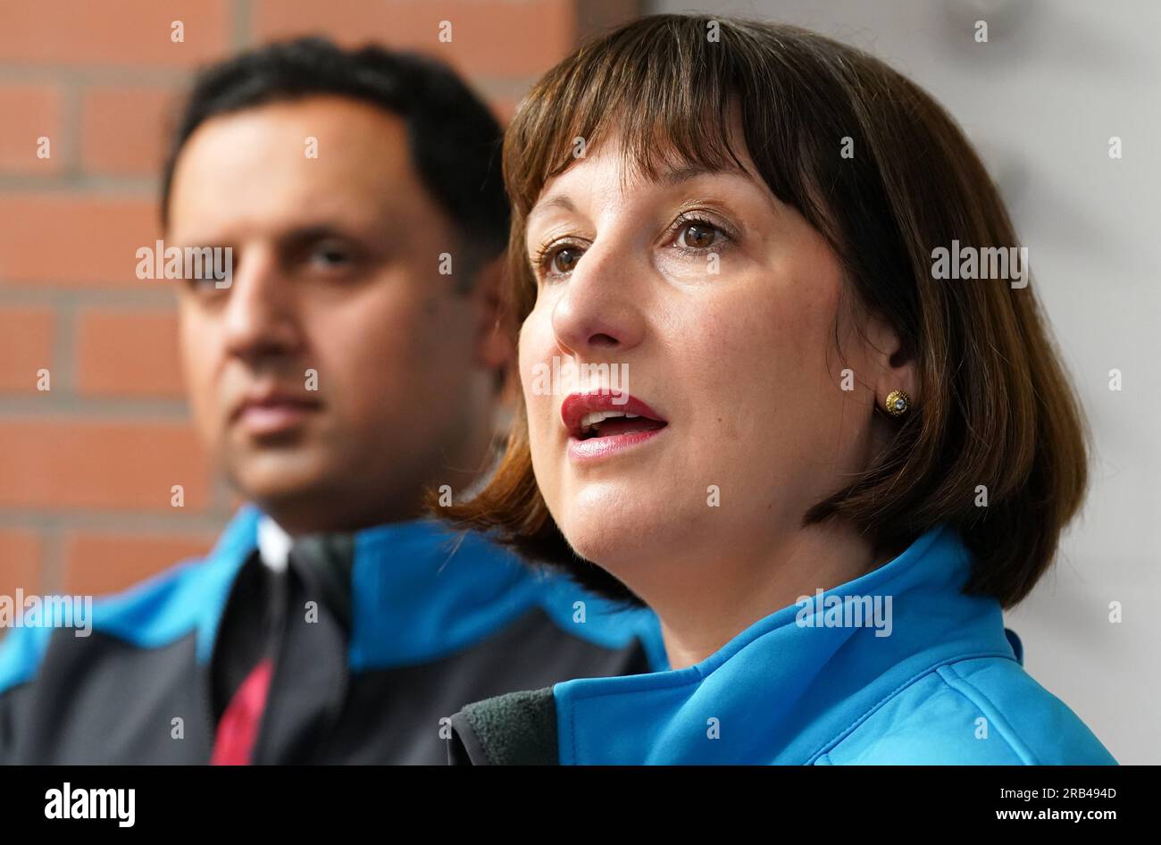Shadow chancellor Rachel Reeves alongside Scottish Labour leader Anas Sarwar during a visit to ...