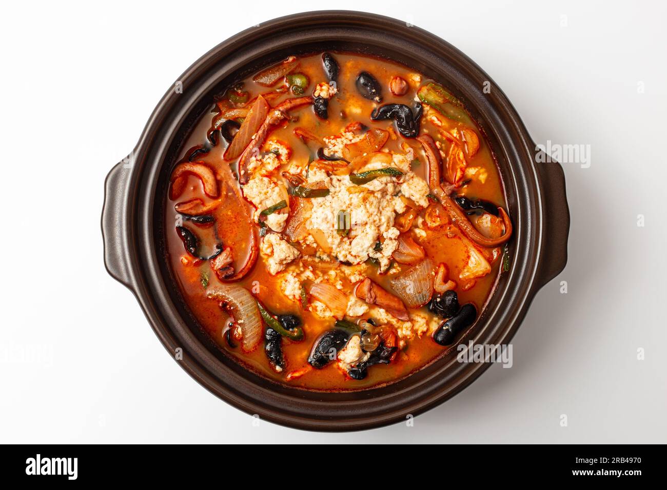 Jjamppong soft tofu on white background Stock Photo - Alamy