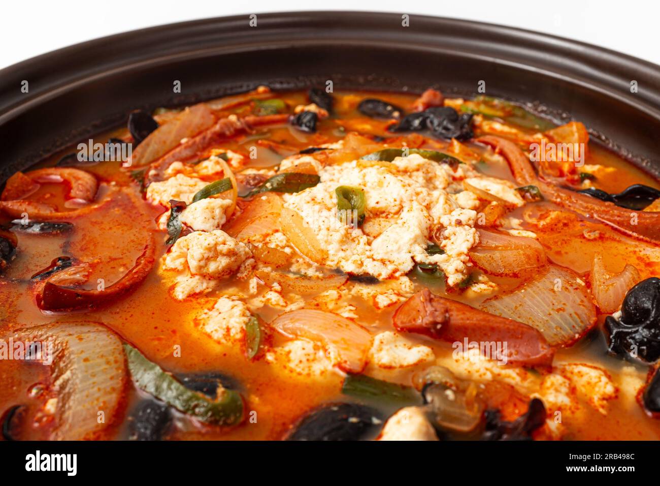 Jjamppong soft tofu on white background Stock Photo - Alamy