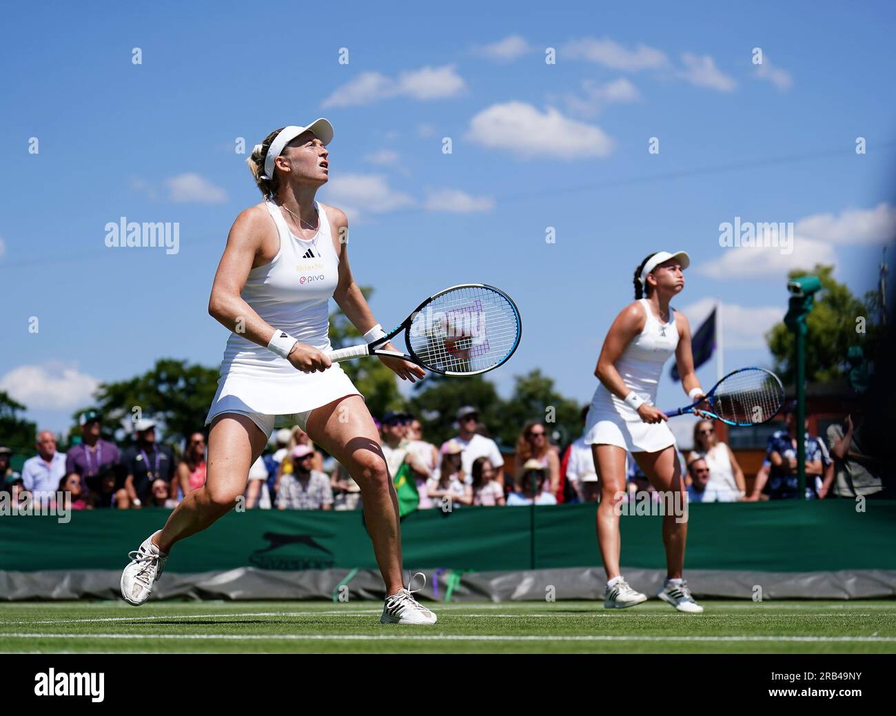Alicia Barnett (left) and Olivia Nicholls during their Ladies Doubles ...