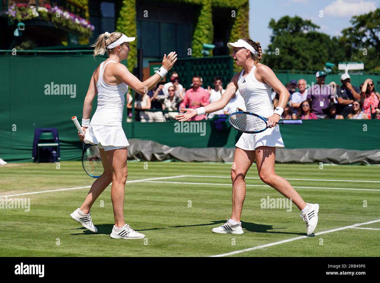 Alicia Barnett (left) and Olivia Nicholls during their Ladies Doubles ...