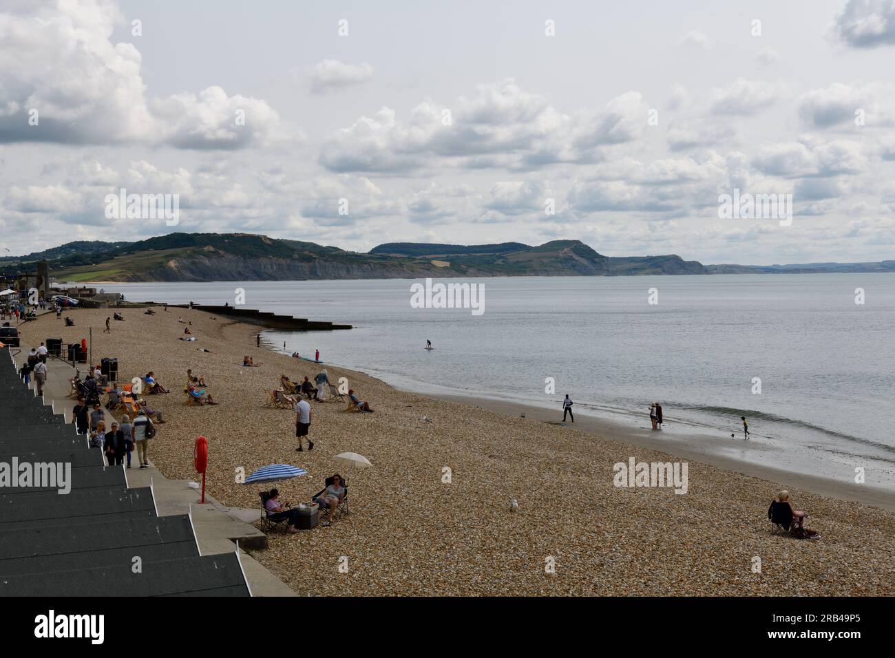 Lyme Regis Pebbled Beach in the Summer Dorset England uk Stock Photo ...
