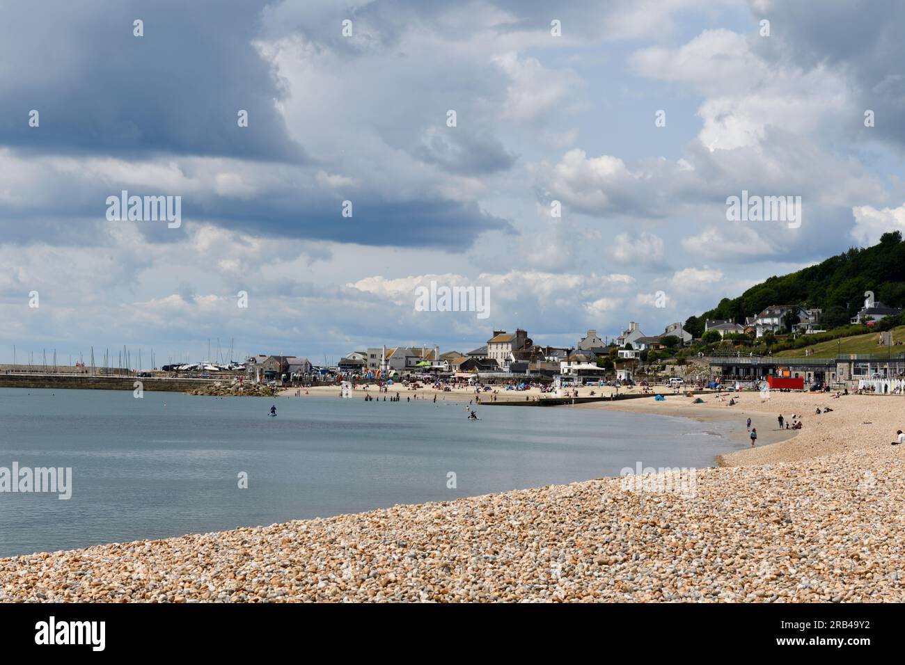 Lyme Regis Pebbled Beach in the Summer Dorset England uk Stock Photo ...